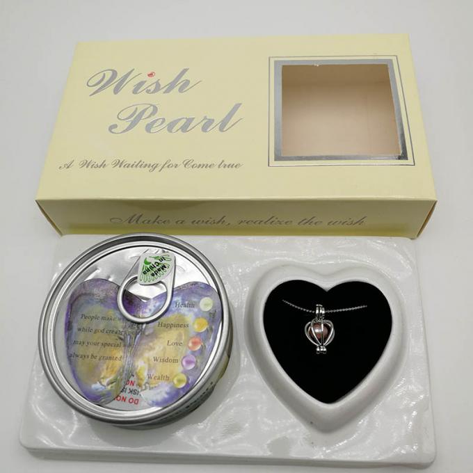 Wish Love Pearl Necklace Gift Set with Cage Pendant & Canned Freshwater ...